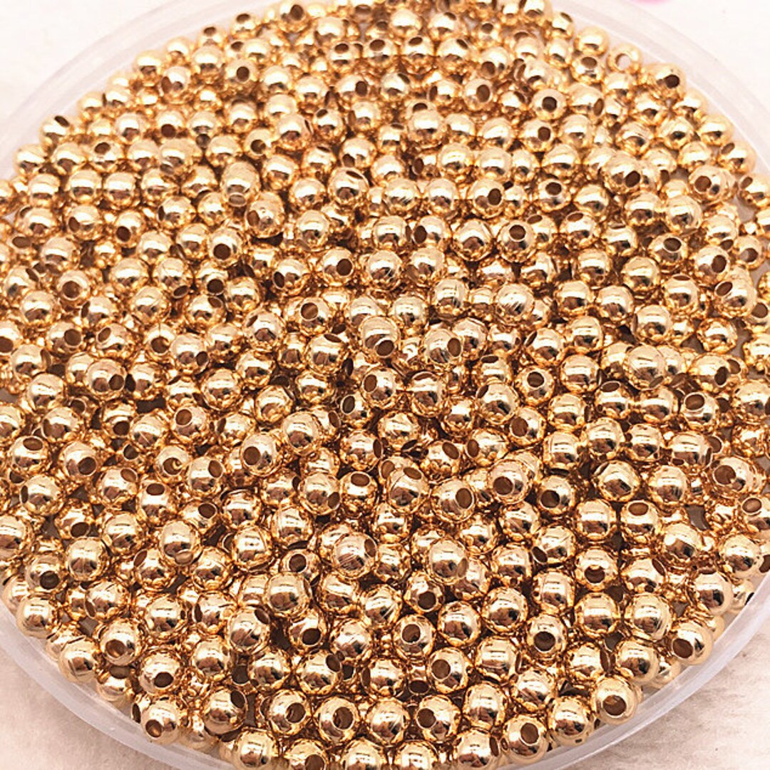 200/400pcs 3mm KC Light Gold Colour Round Seed Jewelry Beads, Bulk Pack ...