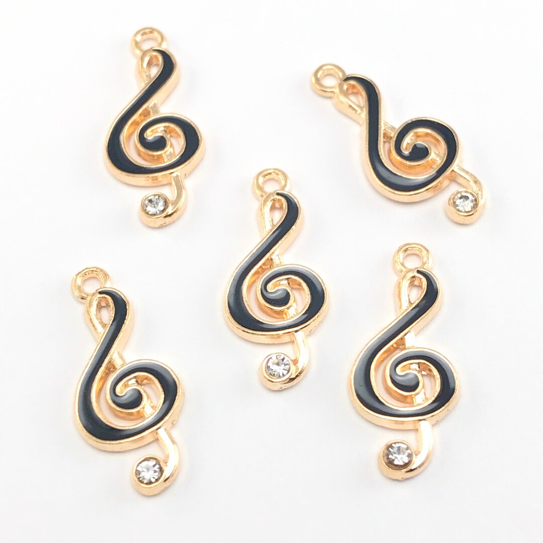 5/10pcs Enamel Black Musical Note Pendant Charms for Jewelry Making ...
