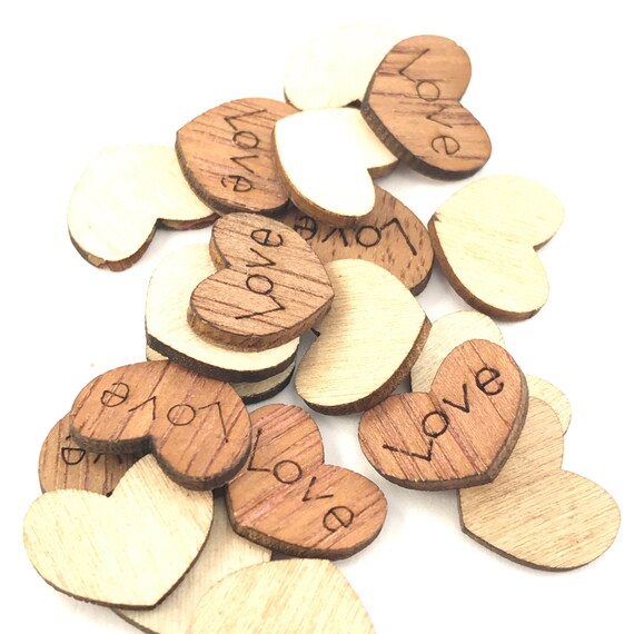 Heart Shaped Wooden Hearts With Love Engraved 15mm 100 Pack | Etsy
