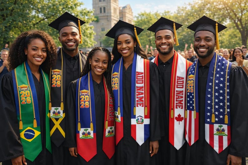 Custom Haitian Graduation Stole | Class of 2026 Graduation Sash - Etsy