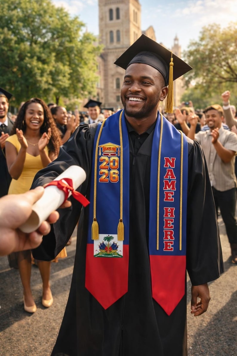 Custom Haitian Graduation Stole | Class of 2026 Graduation Sash - Etsy