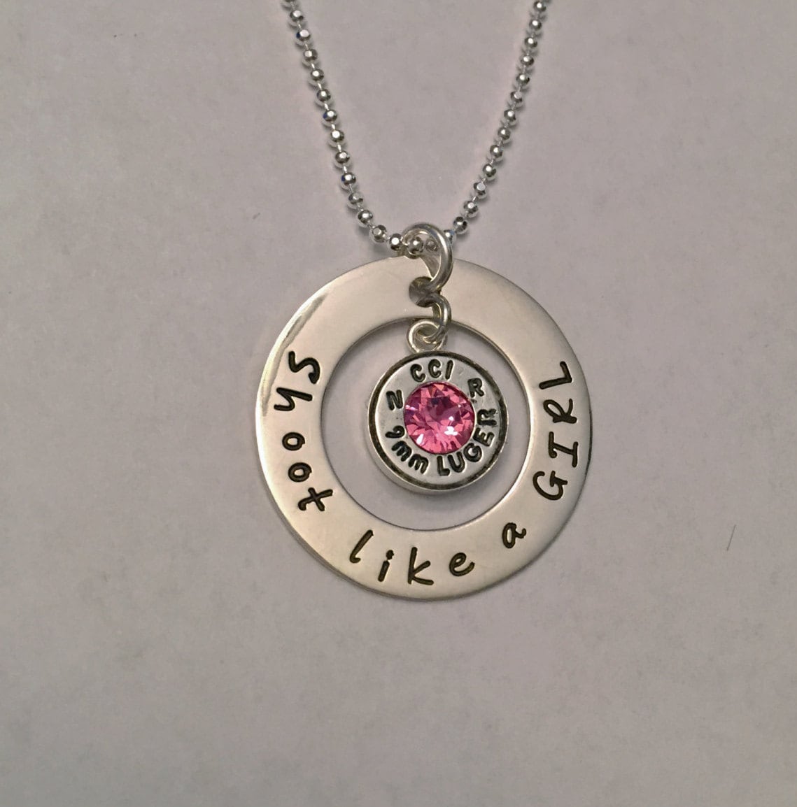 Stamped Bullet Necklace Shoot like a GIRL Sterling Silver | Etsy