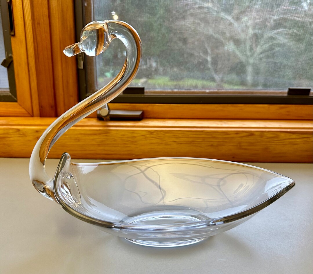 Vintage Duncan Miller Crystal Glass Swan Bowl/dish - Etsy