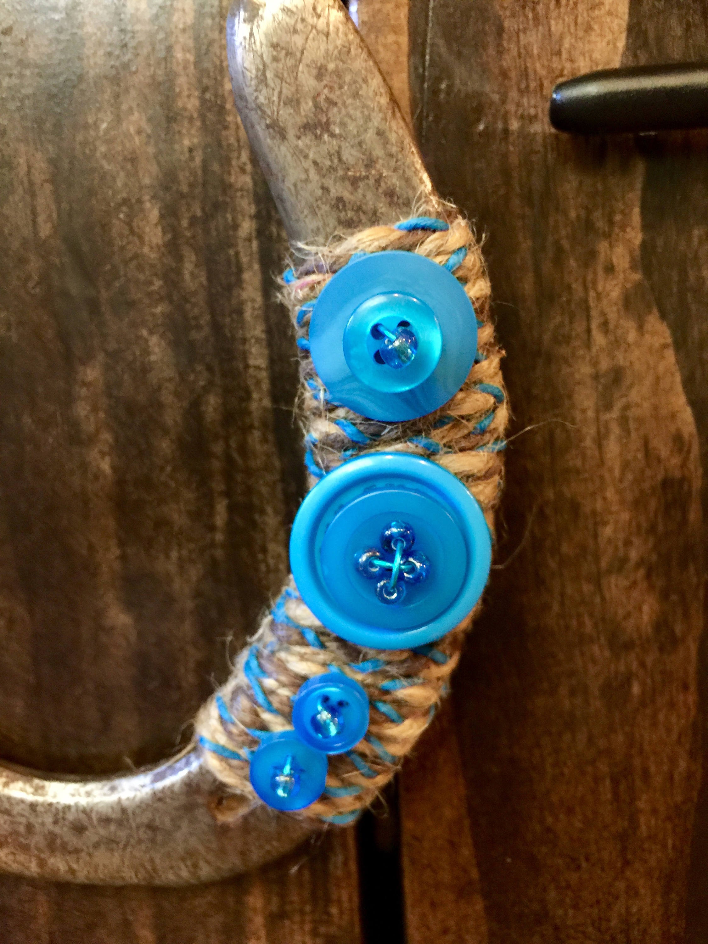 Electric Blue Button and Twine Horseshoe Decoration - Etsy