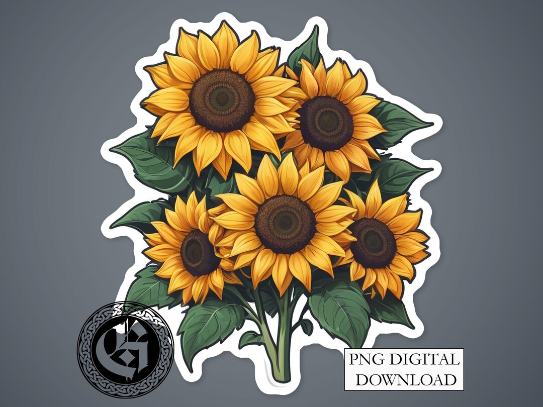 Sunflower Cluster Sticker PNG Instant Download Floral Art Digital ...