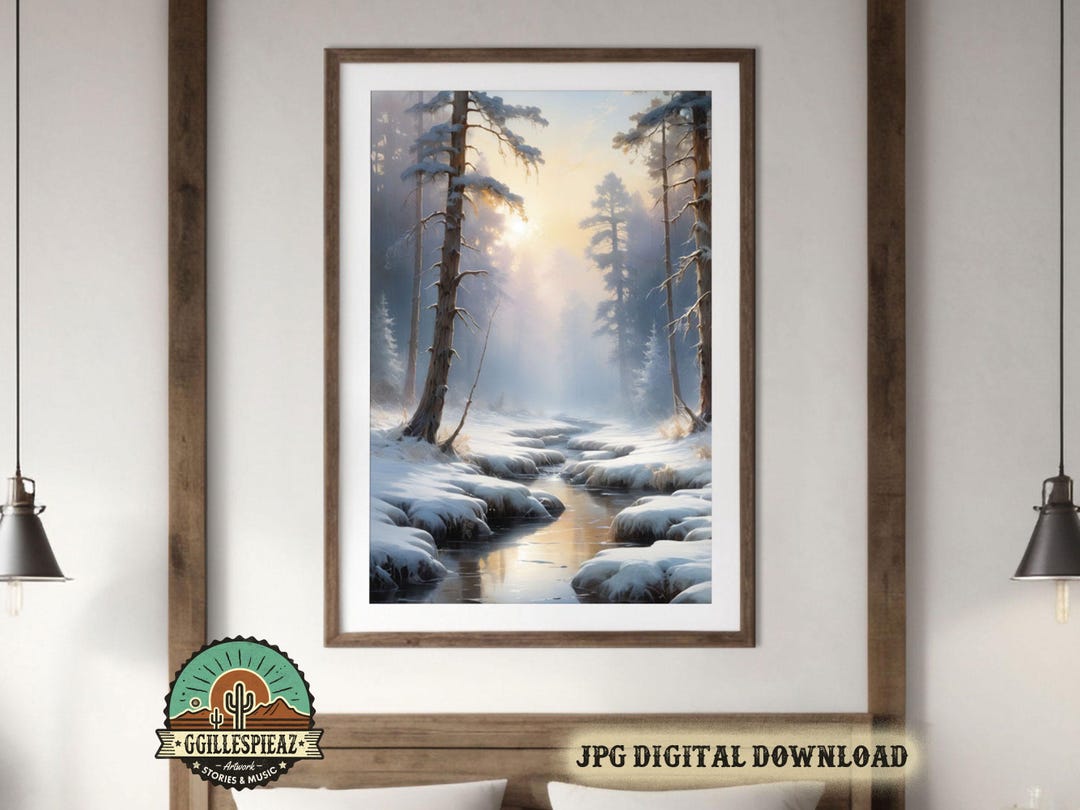 Snowy Brook Winter Landscape Art | Ethereal Winter Collection ...