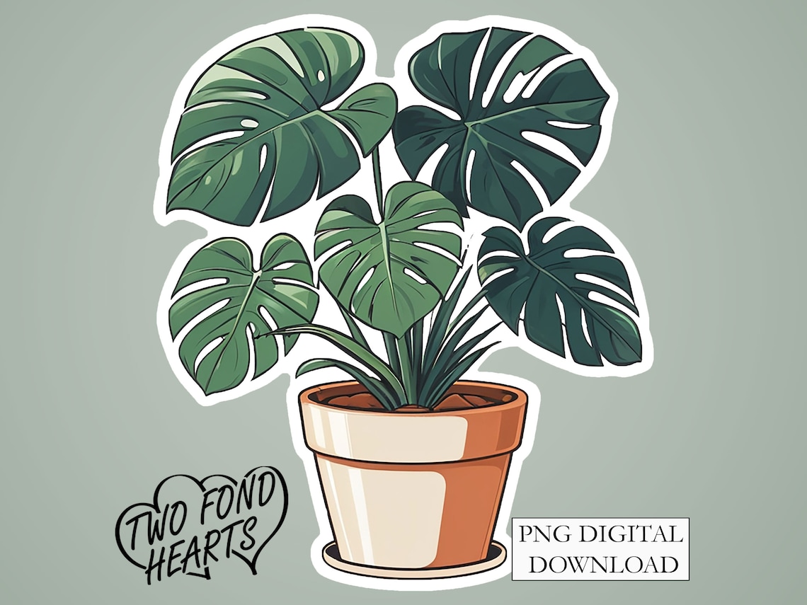 Monstera Sticker Design, Instant Digital Download PNG, for Print and ...