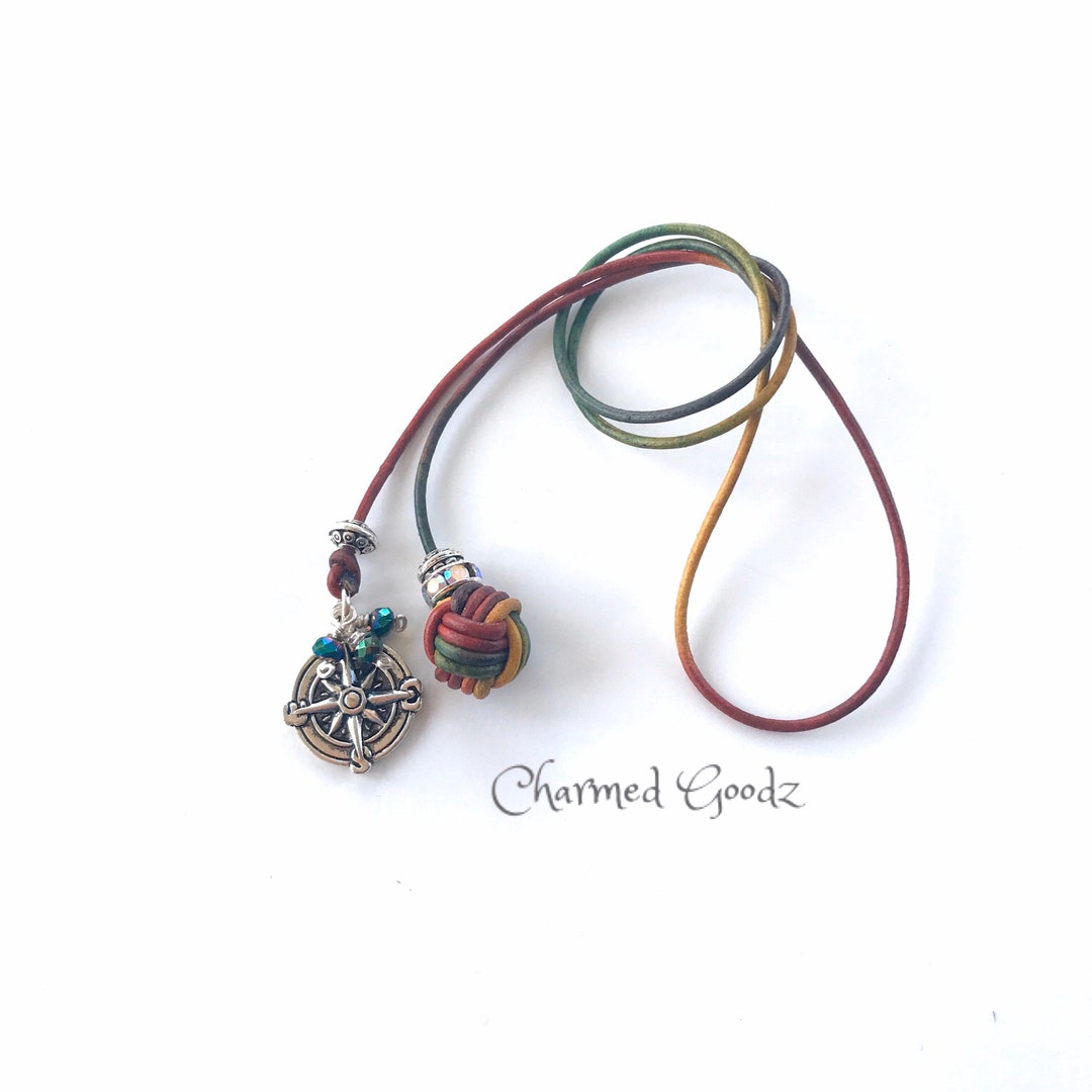 Small Compass Leather Beaded Bookmark, Travelers Notebook Accessories ...