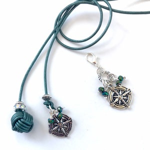 Small Compass Leather Beaded Bookmark, Travelers Notebook Accessories ...