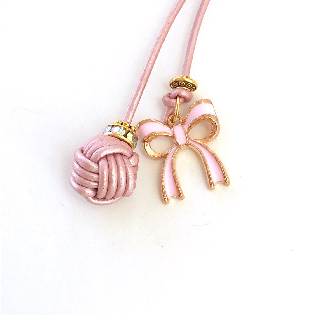 Pink Bow Leather Beaded Bookmark, Monkey Fist Bookmarks, Planner ...