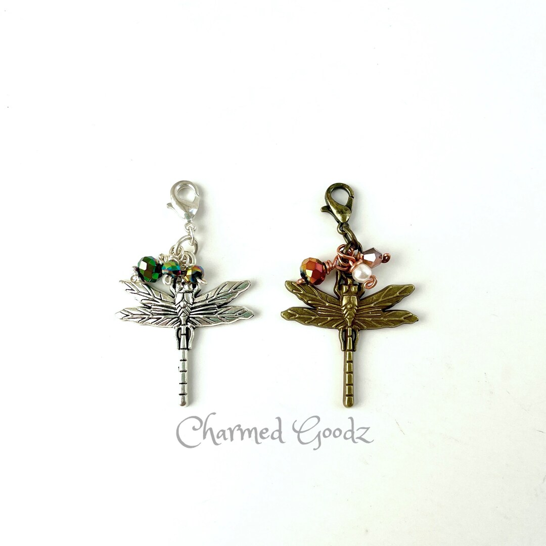 Large Antique Bronze OR Silver Tone Dragonfly Charm for Your Travelers ...