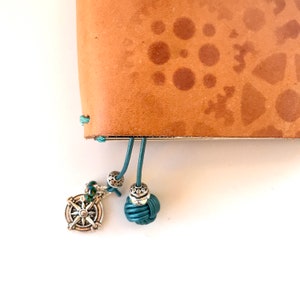 Small Compass Leather Beaded Bookmark, Travelers Notebook Accessories ...