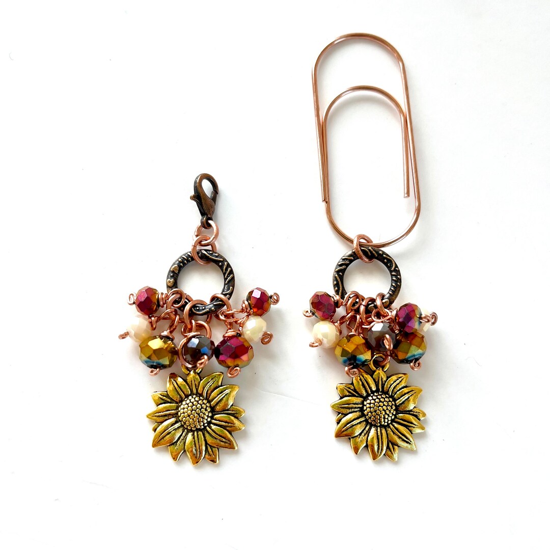 Autumn Sunflower Travelers Notebook Charm, Iridescent Beads - Etsy