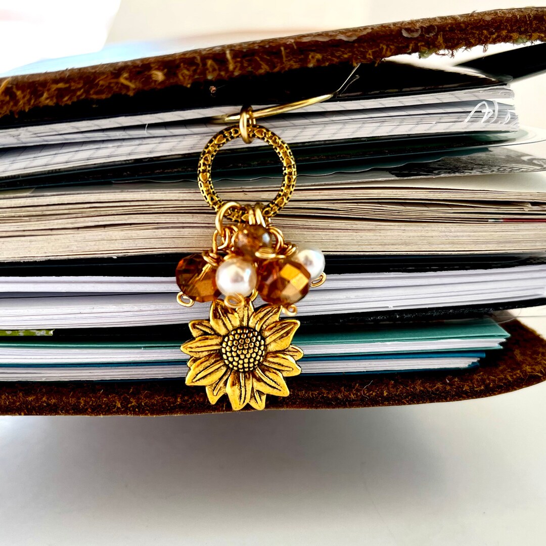 Golden Sunflower Travelers Notebook Charm, Travelers Notebook Charm or ...