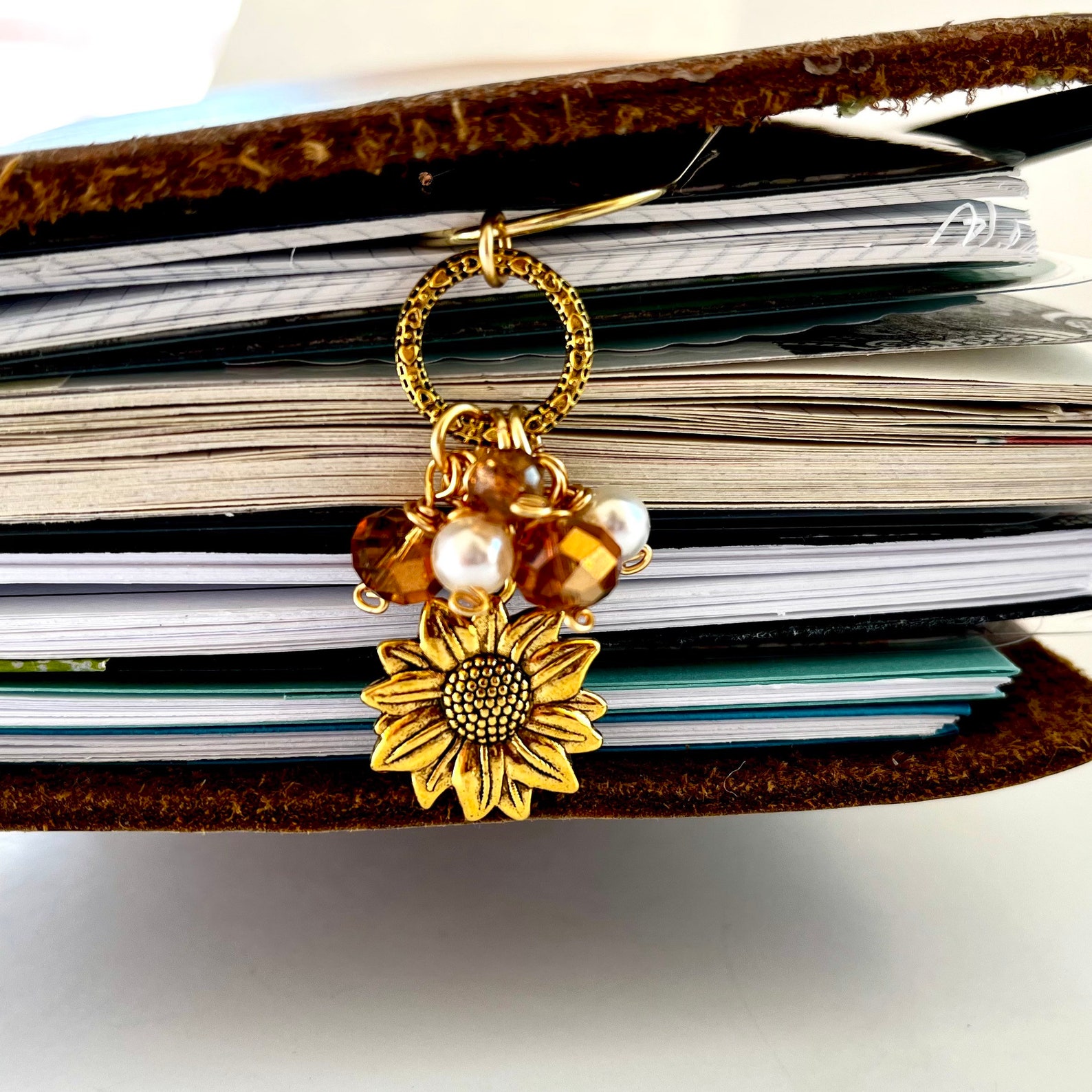 Golden Sunflower Travelers Notebook Charm Travelers Notebook | Etsy