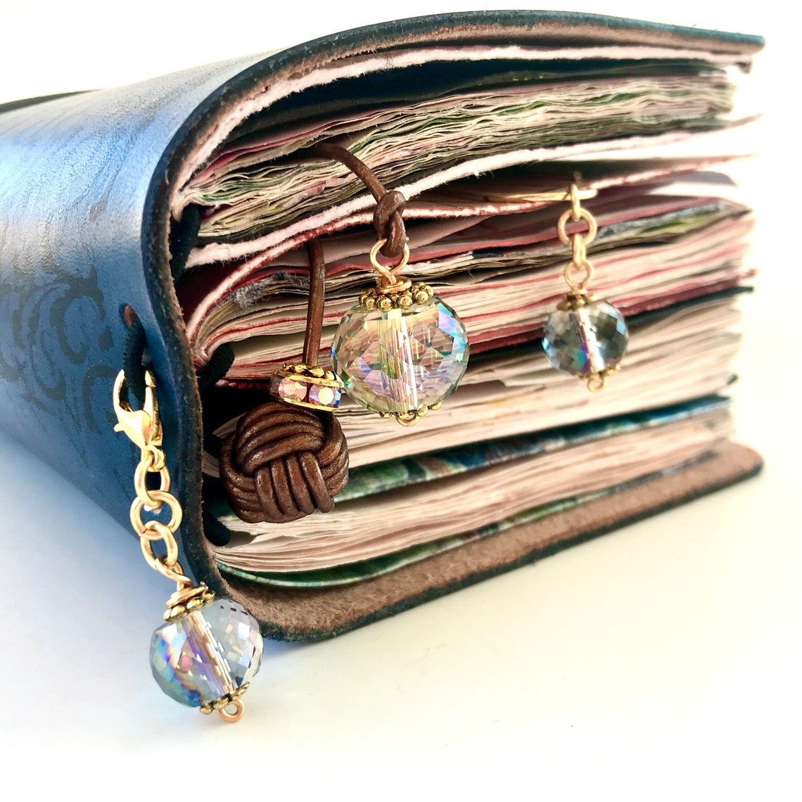 Crystal Blue Travelers Notebook Charm OR Clip Planner Spine - Etsy