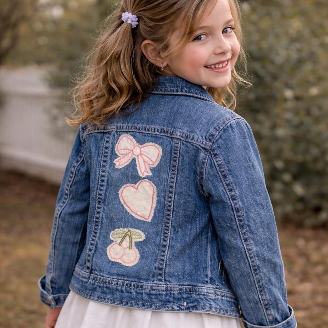 Custom Girl Denim Jacket Bow Embroidery for Spring Boutique Kid Jean ...