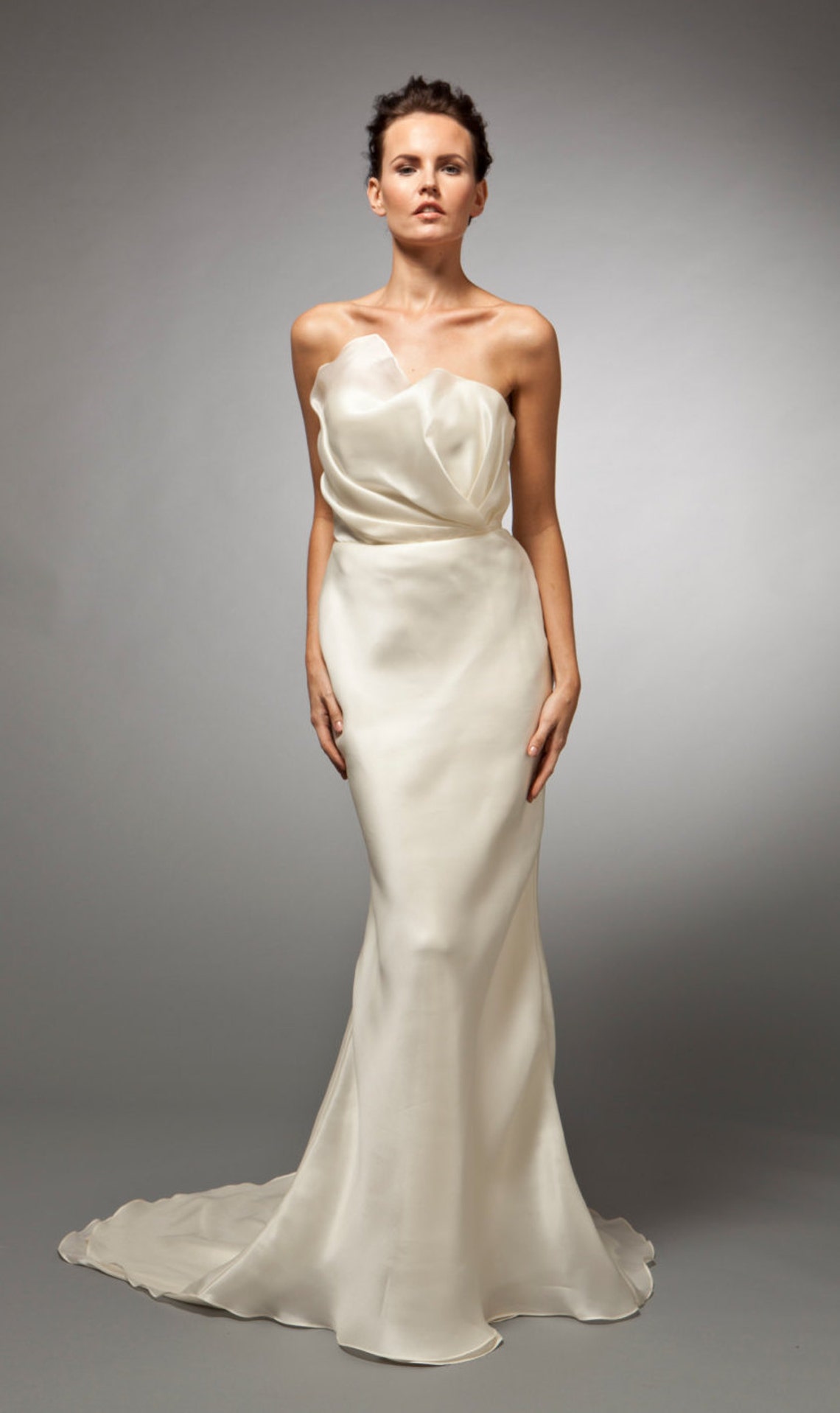 Wedding Dress, Bridal Gown, Draped Dress, Modern Style, Silk Satin ...