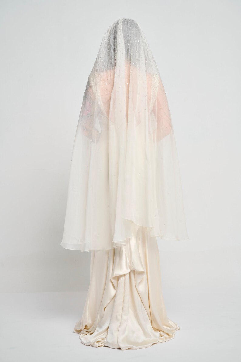 Beaded Ballet Wedding Veil for Bride, Embroidered Crystal Veil, Waltz ...