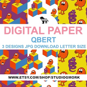 Qbert Printable Paper Jpg Download Print Videogame - Etsy