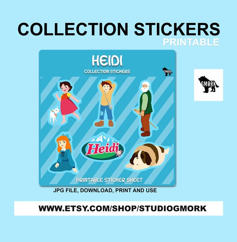 Heidi Printable Sticker Sheets, Planner Stickers,decorative Printable ...