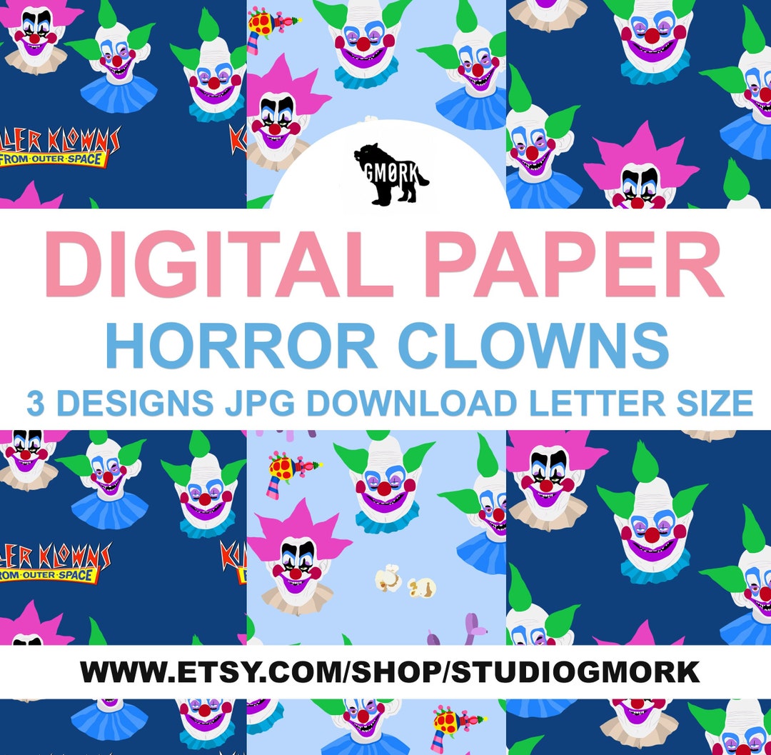 Horror Clowns Printable Papers, Halloween, for Scrapbooking, Plannners ...