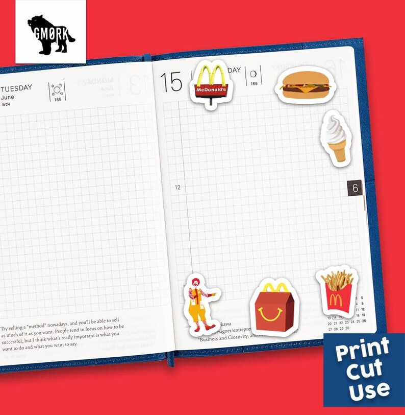 Mc Donald's Printable Stickers, Jpg, for Planners, Scrapbooking ...