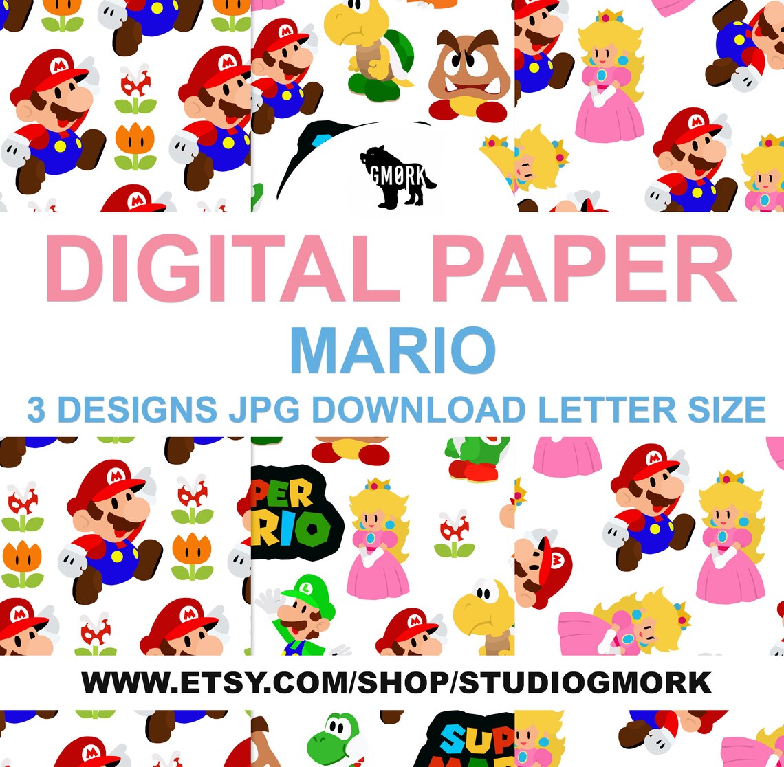 Mario Printable Papers, Videogame, Gamer, for Planners, Crafts ...