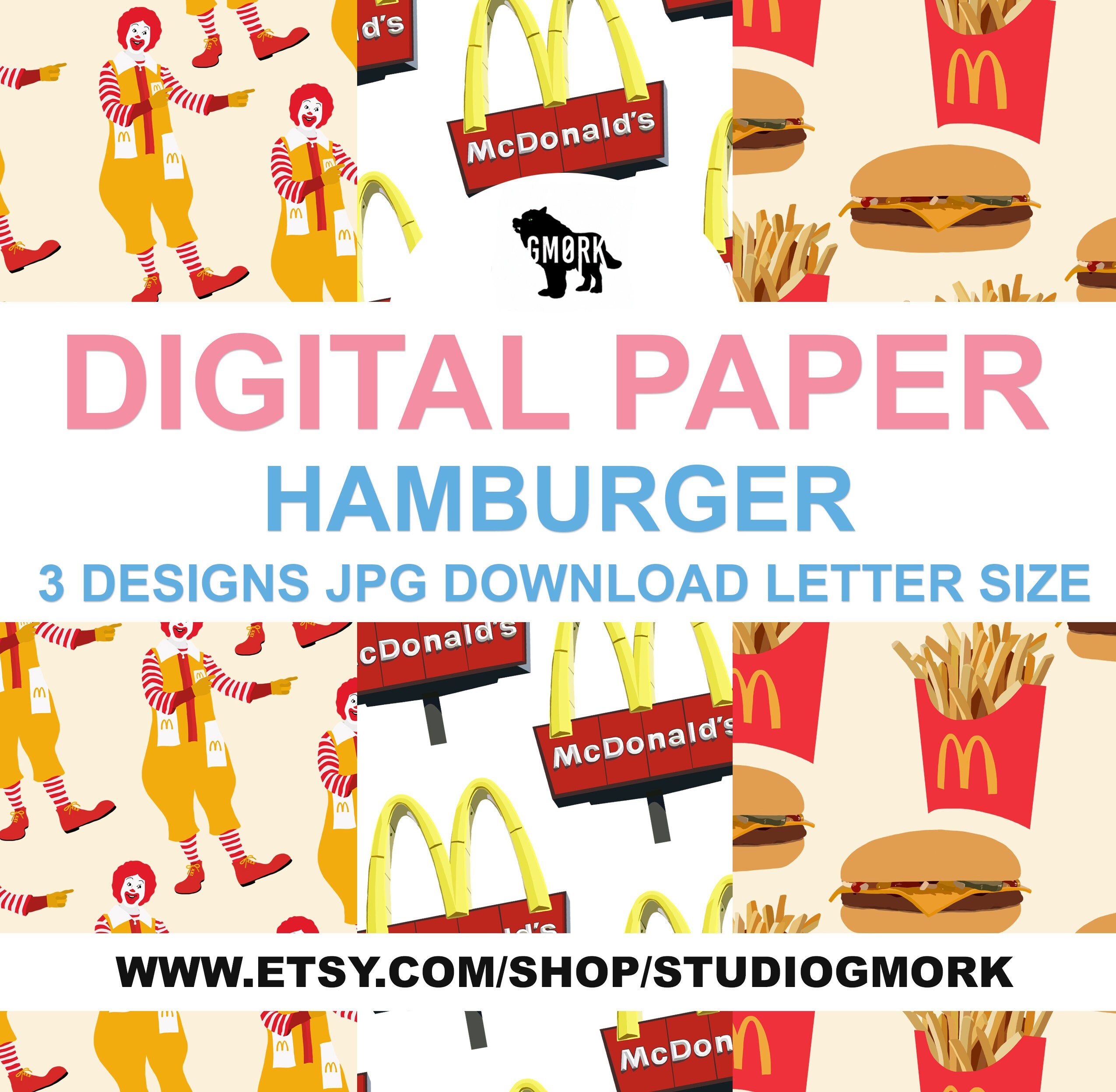 Hamburger Printable Papers, Digital, JPG, Download for Planners ...
