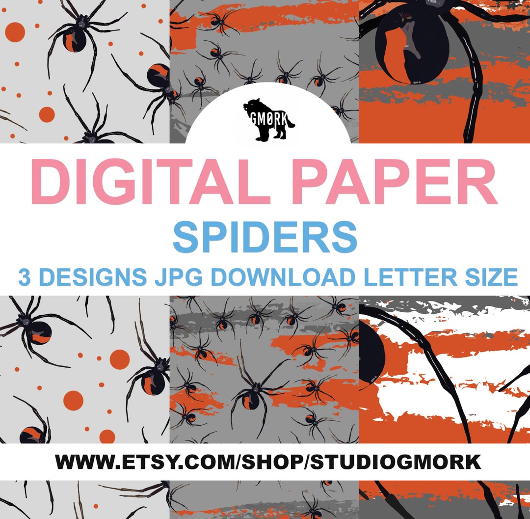 Spiders Halloween Printable Papers, Digital, JPG, Download for Planners ...