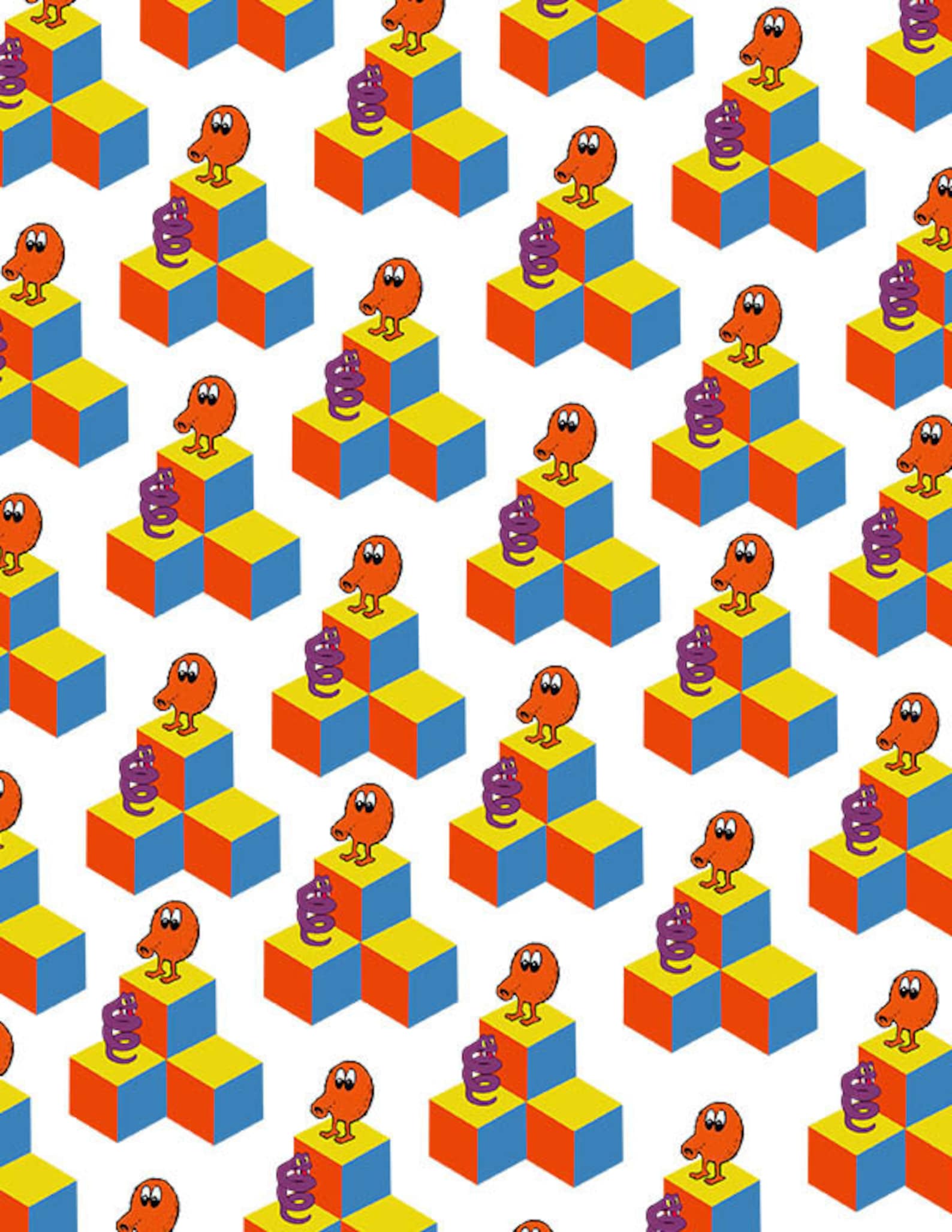 Qbert Printable Paper Jpg Download Print Videogame - Etsy