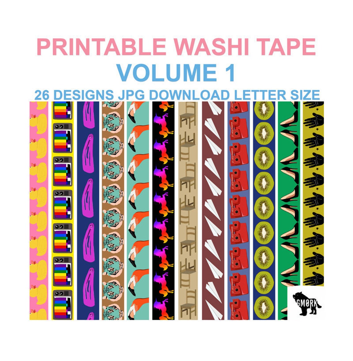 26 Fun Printable Washi Tapes for Planners, Scrapbooking, Crafts or ...