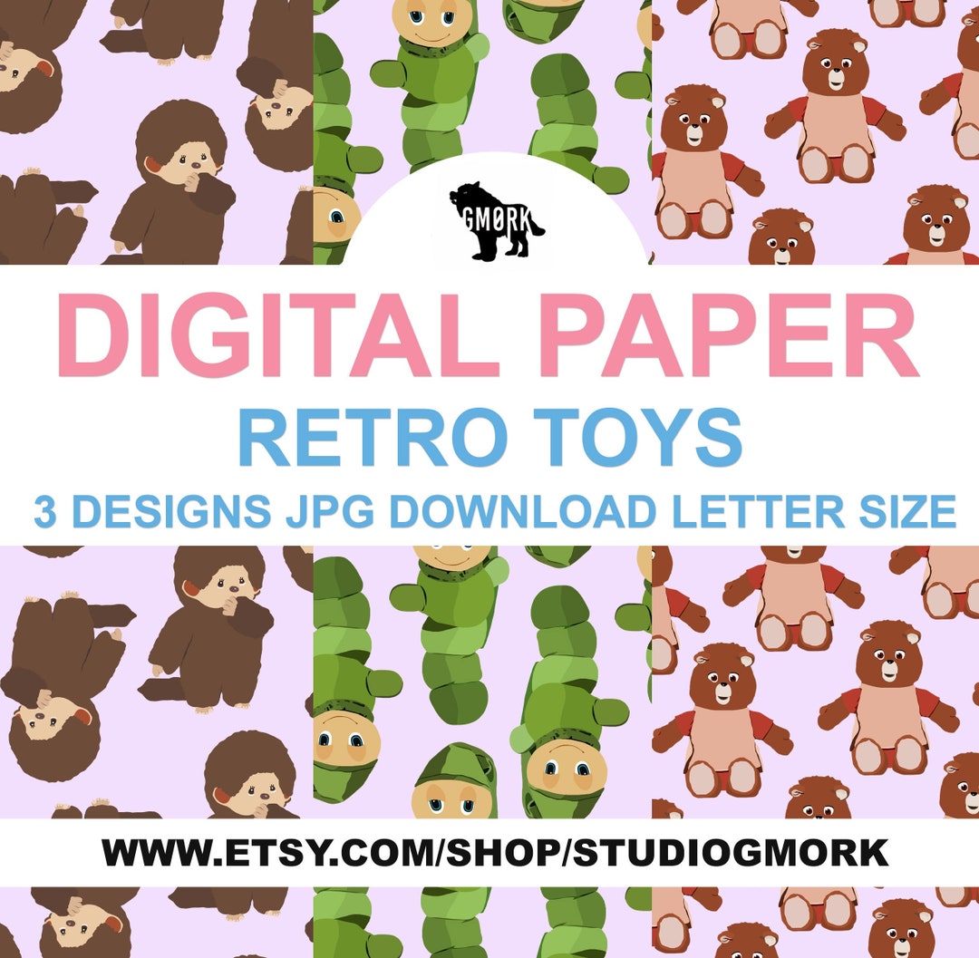 Retro Toys Printable Papers for Crafts, Planners, Dashboards ...