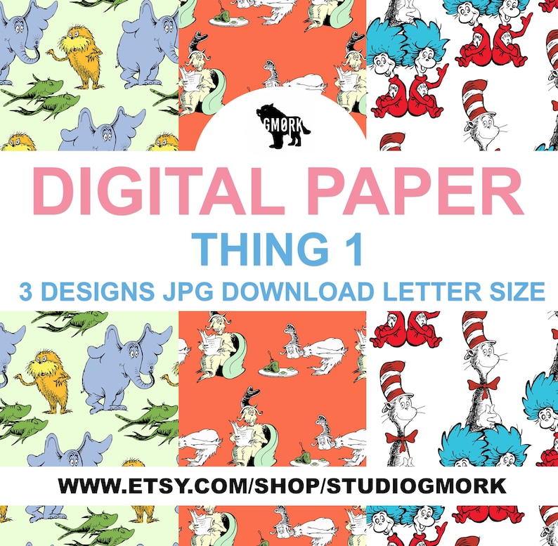 Thing 1 Printable Papers for Planners, Scrapbooking, Journaling or ...