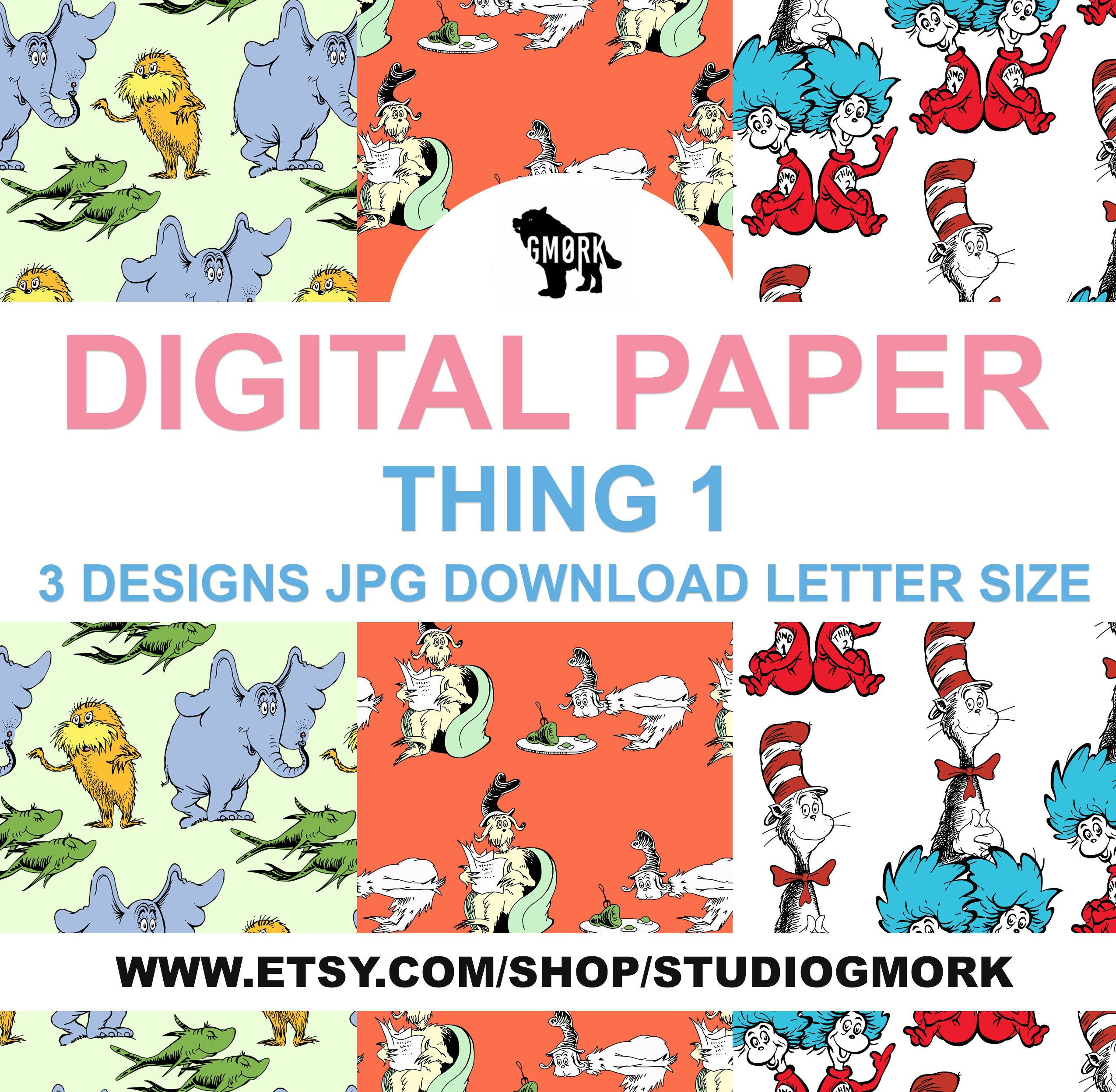 Thing 1 Printable Papers for Planners, Scrapbooking, Journaling or ...