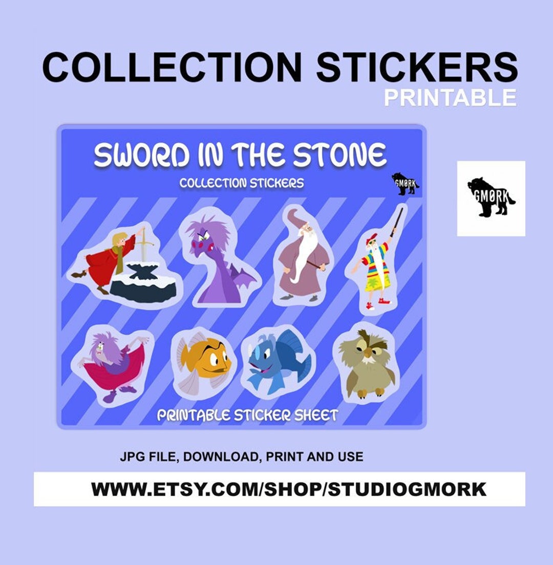Sword in the Stone Printable Sticker Sheet Jpg, for Planners ...