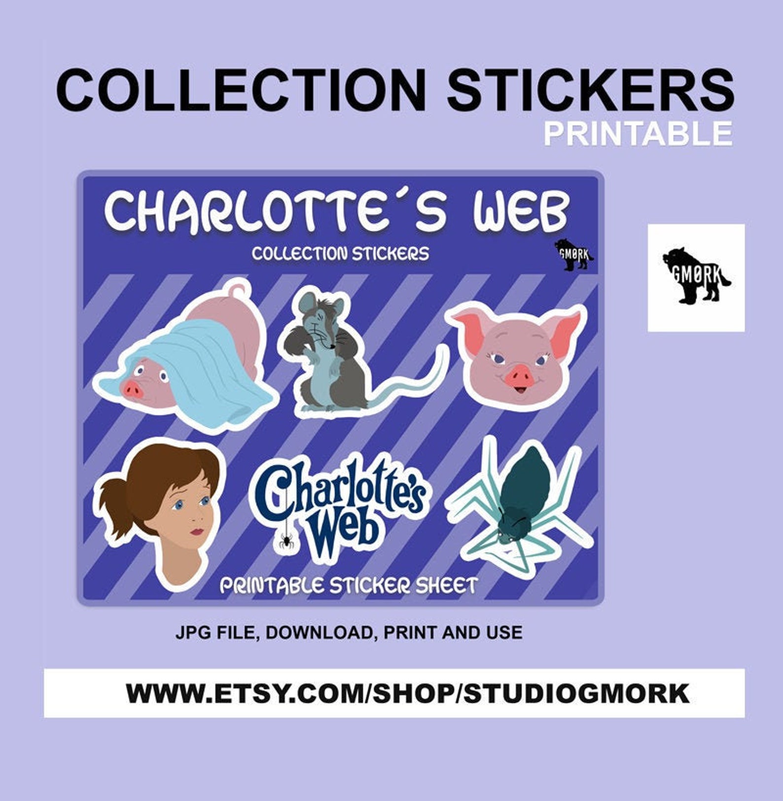 Charlottes Web Printable Stickers, Jpg Download, for Scrapbooking ...