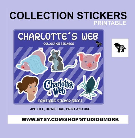 Charlottes Web Printable Stickers Jpg Download for - Etsy