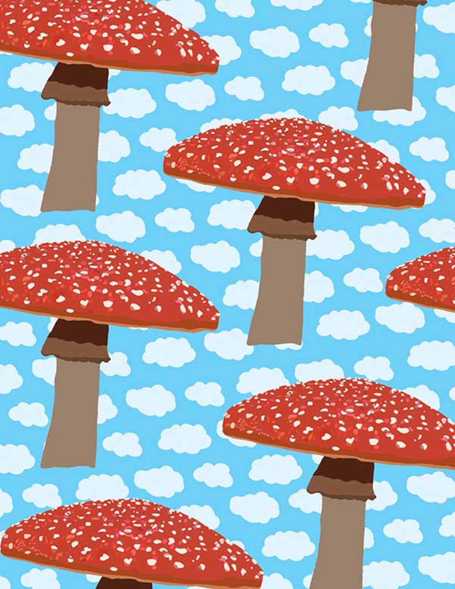 Mushrooms Printable Paper Digital. JPG Download for - Etsy