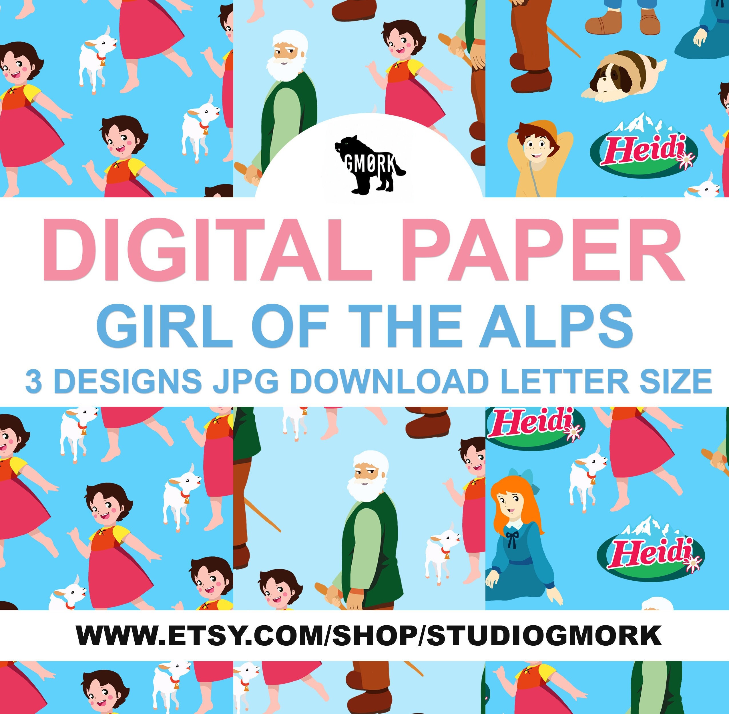 Girl of the Alps Printable Papers, Cartoon, Retro, Series, for Planners ...
