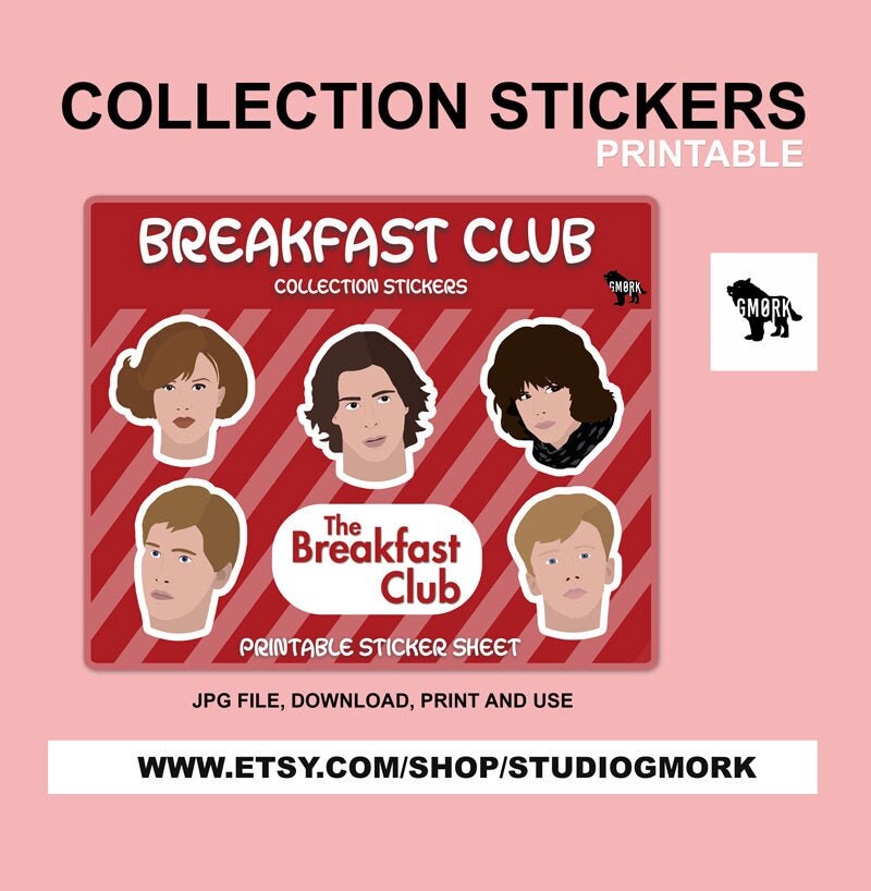 The Breakfast Club Printable Stickers for Planners, Journaling ...