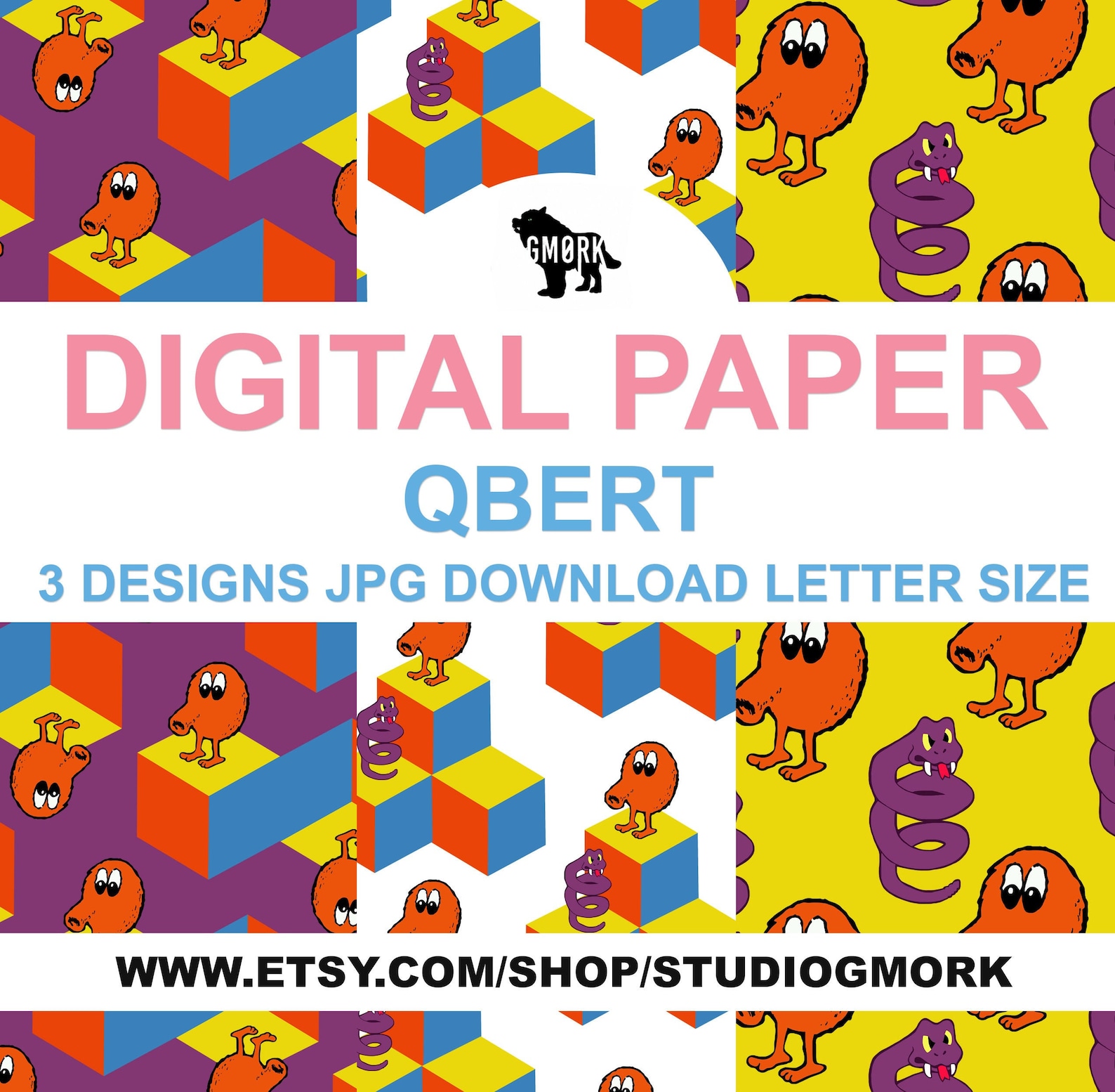 Qbert Printable Paper Jpg Download Print Videogame - Etsy