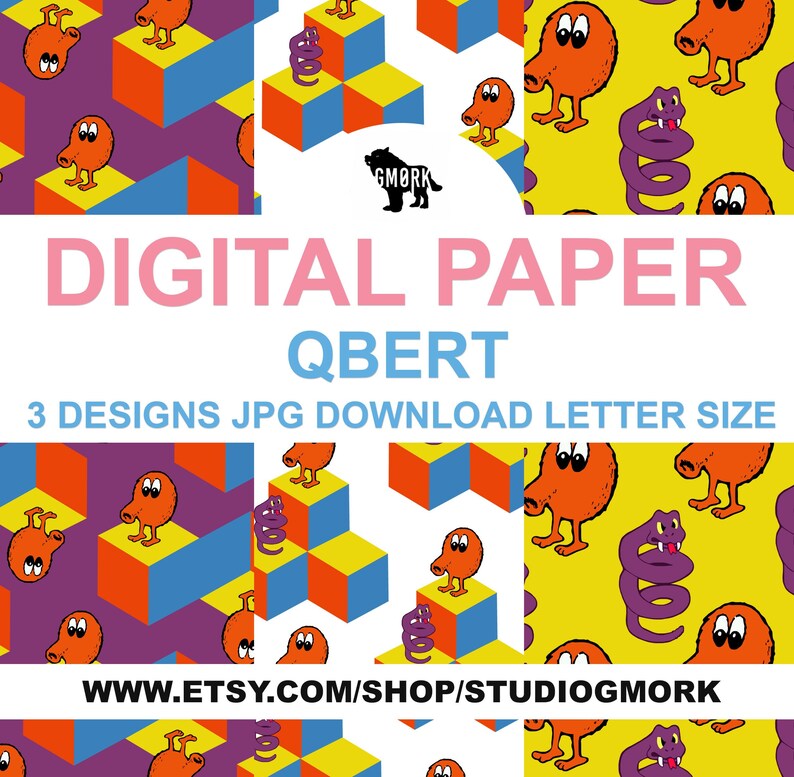 Qbert Printable Paper Jpg Download Print Videogame - Etsy