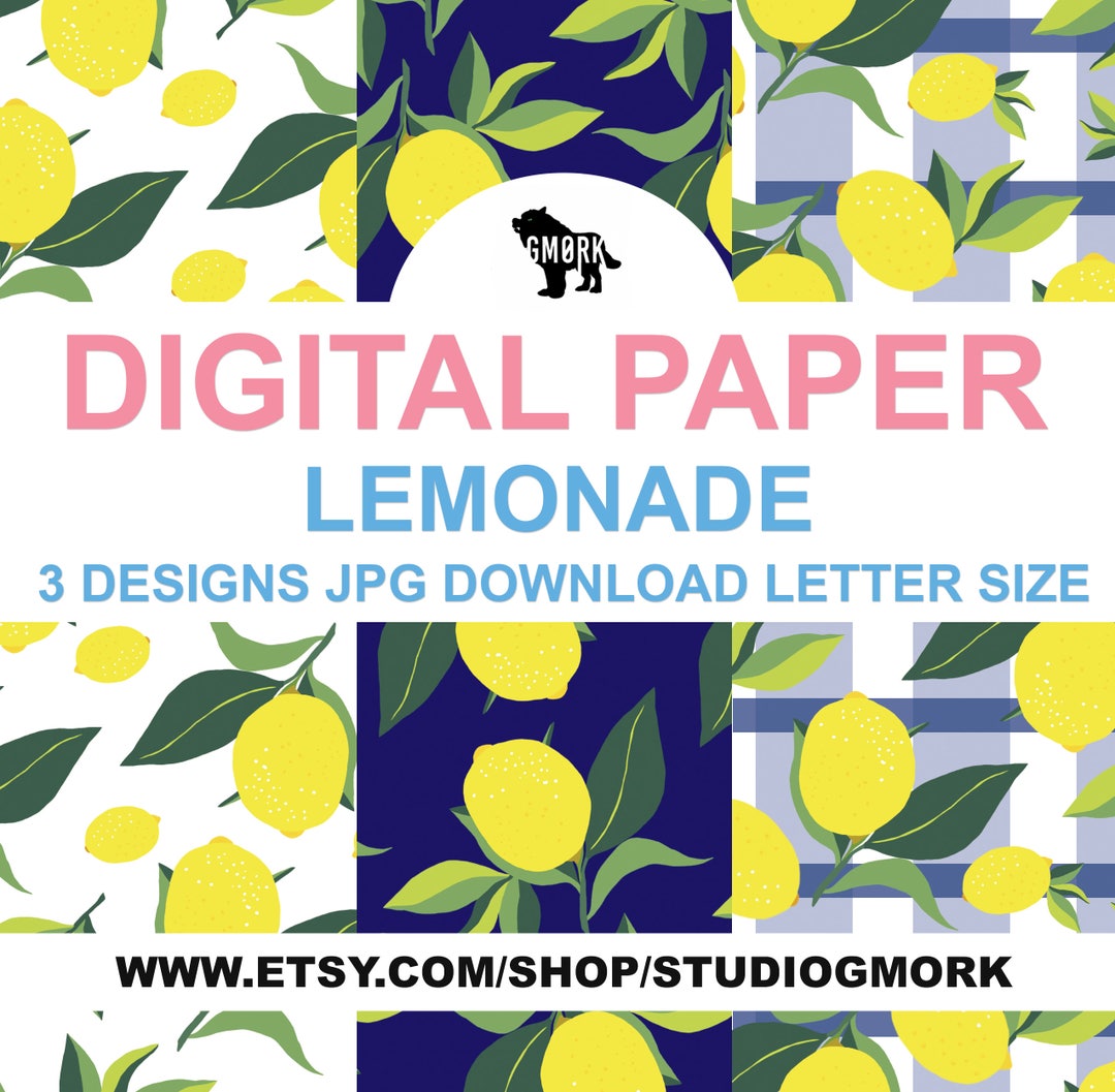 Lemonade Printable Papers, Digital, JPG File, Download for Planners ...