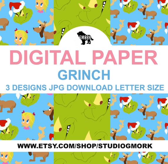 Grinch Printable Paper Jpg File for Crafts Scrapbooking - Etsy Israel