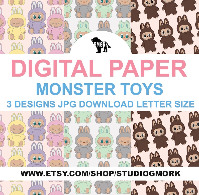 Monster Toys Printable Papers for Scrapbooking, Planners, Jounals ...