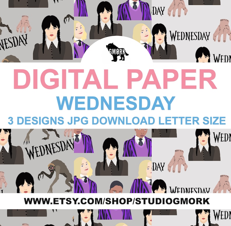 Wednesday Printable Papers, Digital, Journaling, Planner, Scrapbooking ...