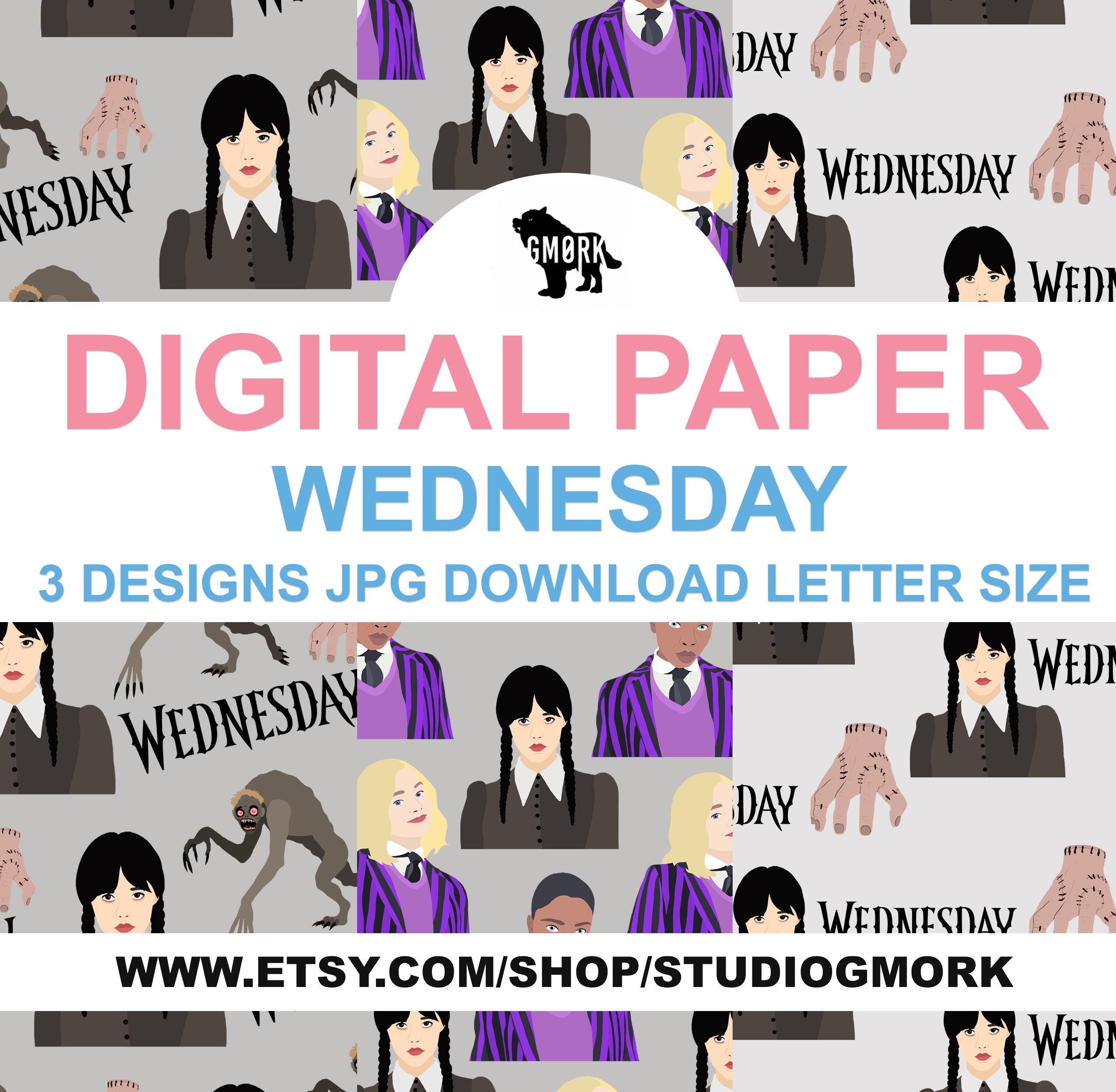 Wednesday Printable Papers, Digital, Journaling, Planner, Scrapbooking ...