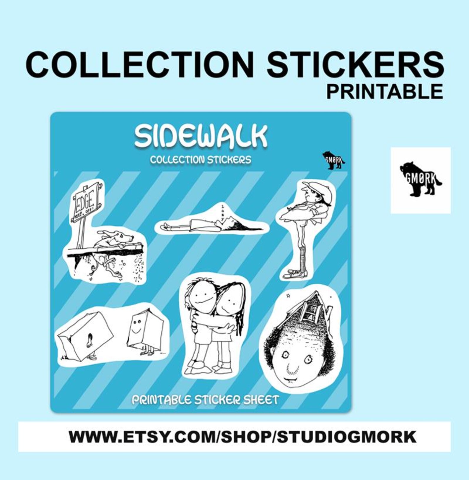 Sidewalk Sticker Sheet Printable for Planners, Scrapbooking, Journaling ...