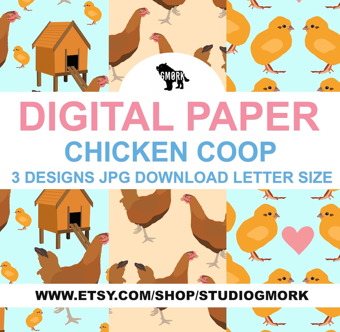 Chicken Coop Printable Papers, Digital, JPG, Planner Paper ...